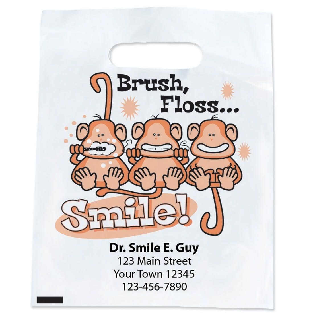 Custom Brush Floss Smile Monkey Bags - Take Home Bags from SmileMakers