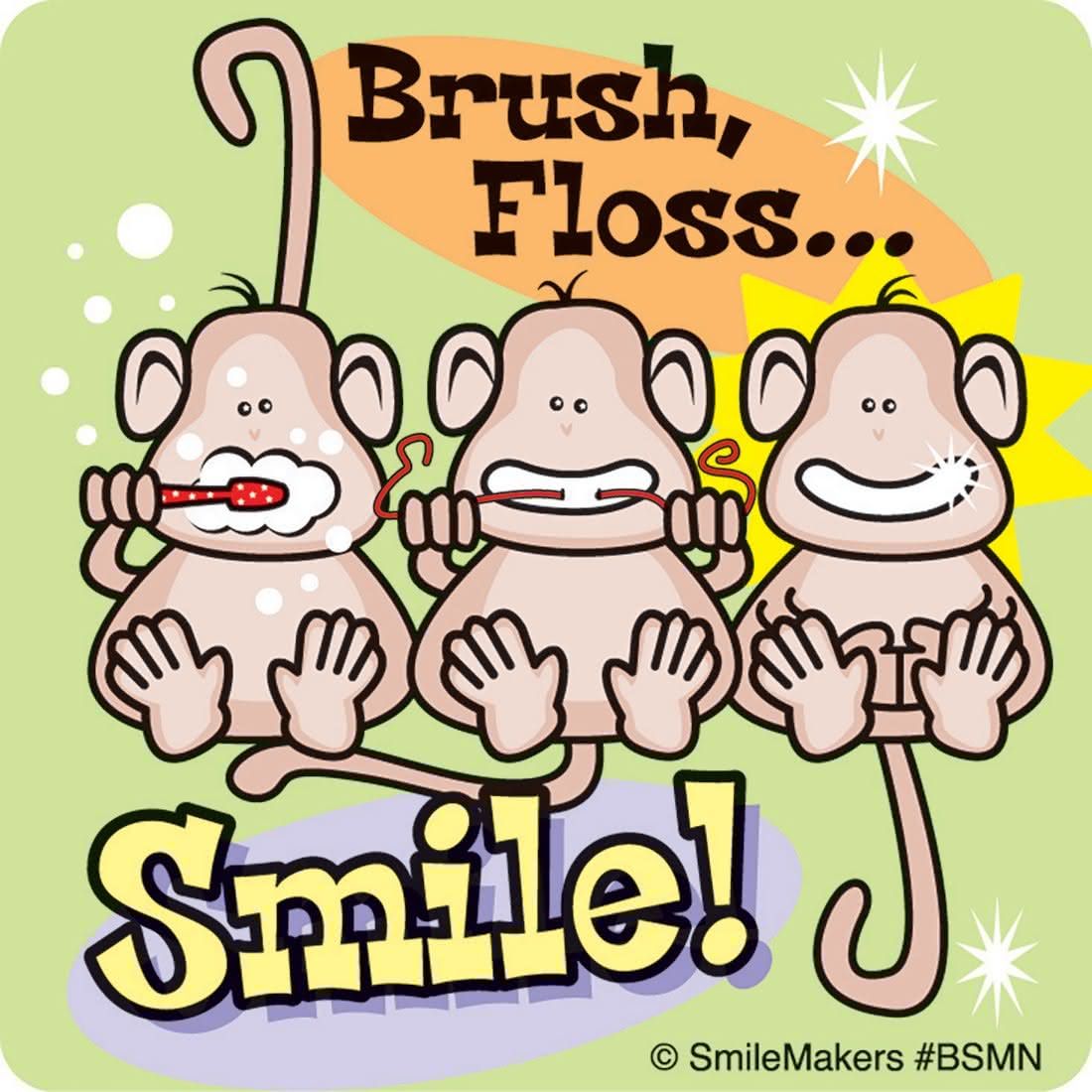 Brush, Floss Smile Monkeys Stickers - Brush Floss Smile Monkeys ...